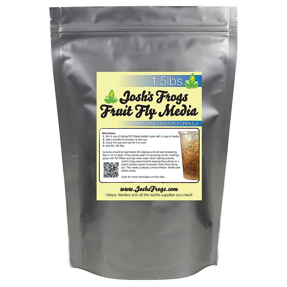 Josh's Frogs Melanogaster Fruit Fly Culturing Kit with Media, Vented Cups, and Excelsior (Small)