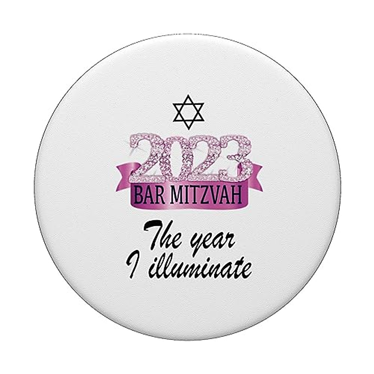 2023 Bar Mitzvah Quote Festive White Pink Decor PopSockets Standard PopGrip