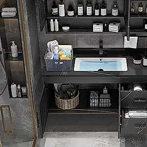 Tstorage Plastic Storage Baskets, Grey, 4 Packs