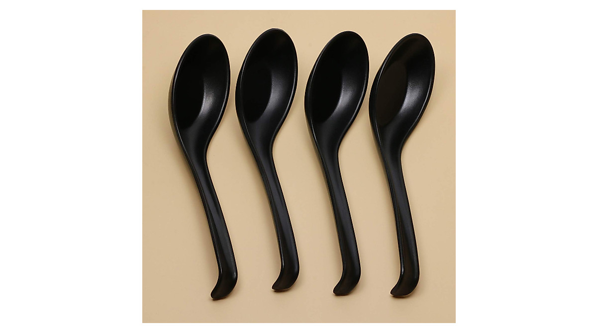 ONLYKXY Black Soup Spoons Set - Durable & Stylish