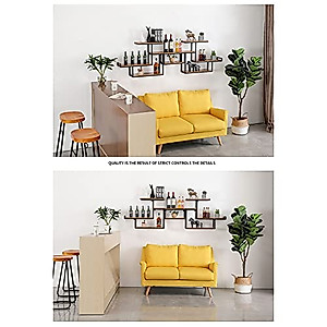 TAUODUYY Wall Shelf, Wall Mounted Bookshelf, Living Room Sofa Back Wall Display Shelf, Creative Red Wine Cabinet, Solid Wood Partition + Iron Decoration (Color : A)