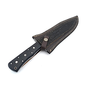 Nooraki - 15" Handmade Full Tang Hunting Knife with Leather Sheath, Multipurpose Bowie Knife with Micarta Handle for Everyday Carry, Outdoor Camping and Hunting