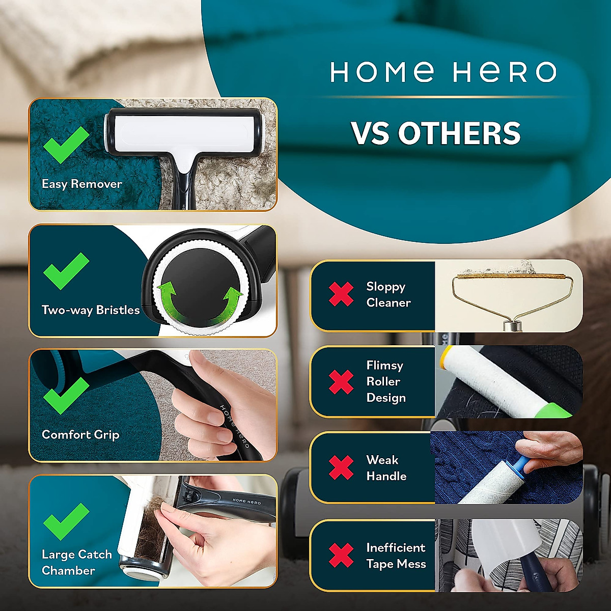 Pet Hair Remover for Couch - Reusable Lint Roller - Essential Pet Supplies Dog Products Pet Products, Dog Hair Remover for Couch, Cat and Dog Hair Remover for Car (1-Pcs)