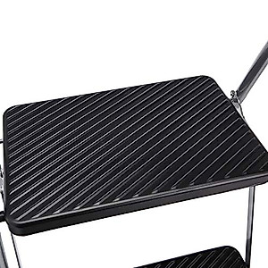 Amazon Basics Folding Step Stool - 2-Step, Steel, 200-Pound Capacity, Grey and Black