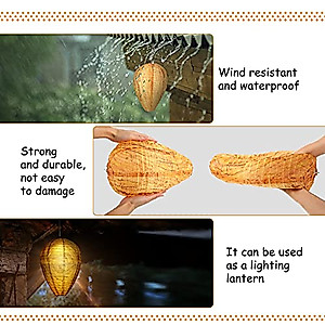 4 Pieces Wasp Nest Decoys Wasp Deterrent for Bees Hornets 4 Pieces Waterproof LED Light Yellow and Dark Green Outdoor Cloth Lantern Hanging