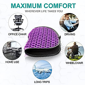 Muzsoul Gel Seat Cushions for Office Chairs Desk Chair Wheelchair Cushion - Tailbone Pain Relief Cushion Cool Breathable Without Sweating Non-Slip Cover Ergonomic Seat Cushion