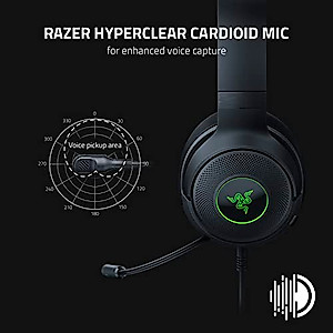 Razer Kraken V3 X Wired USB Gaming Headset: Lightweight Build - Triforce 40mm Drivers - HyperClear Cardioid Mic - 7.1 Surround Sound - Chroma RGB Lighting - Black