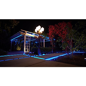 WYZworks 10ft Blue LED Outside Rope Light - 8 Modes, Waterproof Permanent Outdoor Accent Lighting w/Remote, Flexible Clear Tube, ETL Certified, Exterior Christmas Patio Palm Tree Yard Ambient