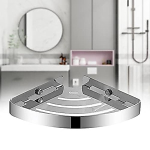 WeiLaiKeQi Corner Shower Caddy, Stainless Steel, Wall Mounted Bathroom Shelf, Storage Organizer for Toilet, Argent