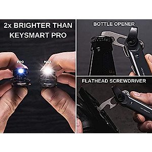KeySmart Max - Compact Trackable Key Organizer w LED Flashlight and Tile Bluetooth Key Finder Technology (up to 14 Keys, Steel Gray) Bundle with KeySmart Pro (up to 10 Keys, Black)
