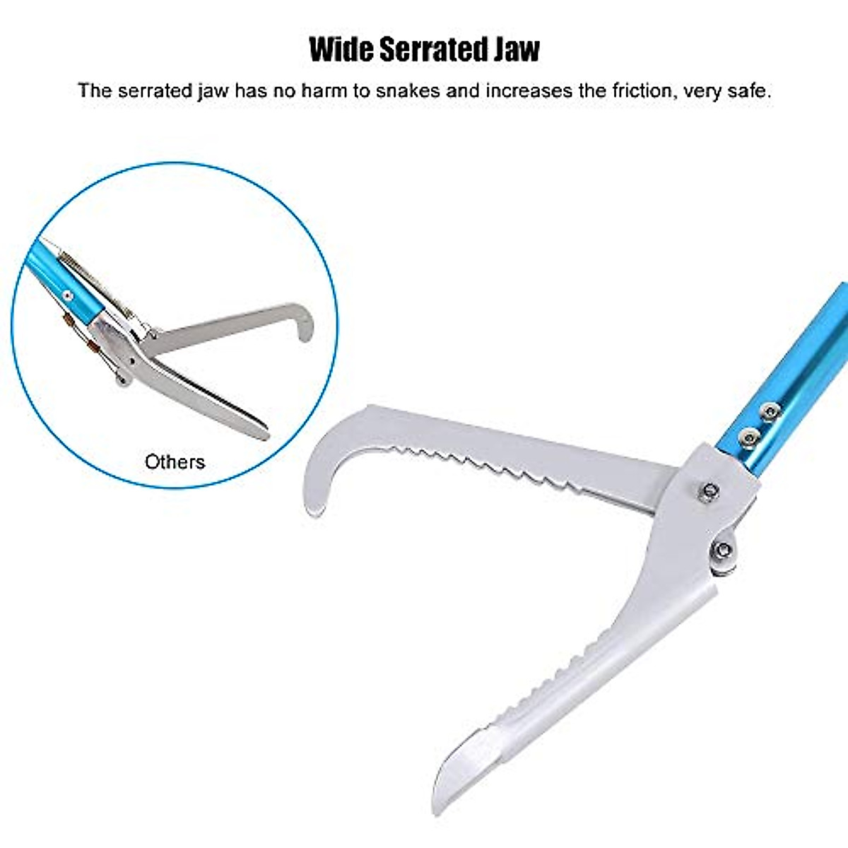 IC ICLOVER 52 Inch Aluminum Alloy Snake Tongs, Professional Standard All-in-One Reptile Grabber Rattle Snake Catcher Wide Jaw Handling Tool with Lock and Grip Handle