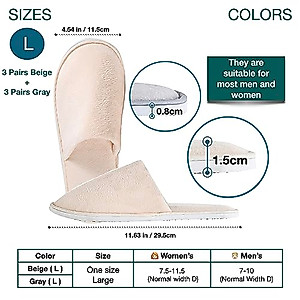 OSTADARRA 6 Pairs Spa Slippers, Non Slip Disposable For Guest, Washable Reusable, Which Can Be Used As Women Men, House, Indoor, Bathroom, Bedroom, Hotel, Bride Slippers