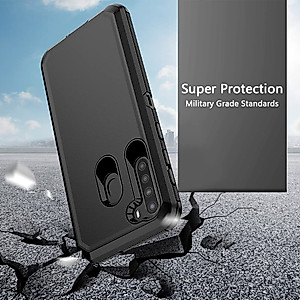 TASHHAR Phone Case for Samsung Galaxy A21 Phone, Heavy Duty Hard Shockproof Armor Protector Case Cover with Belt Clip Holster for Samsung A21 (Black)