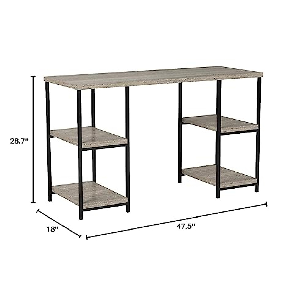 Ameriwood Home Elmwood Double Pedestal Desk, Distressed Gray Oak