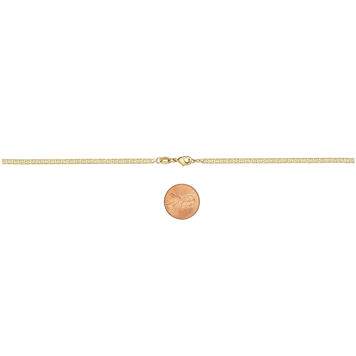 Barzel Mariner Chain Necklace for Women, 18K Gold Plated Mariner Chain (20 Inches, 3MM Gold)