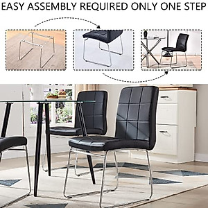 Dining Chairs Set of 2 Modern Kitchen Chair Faux Leather Indoor Chair for Living Room,Restaurant,Meeting Room,Bedroom (Black-C, 2 Chairs)