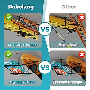 Dabolang Adjustable Ladder Ceiling Rack, Garage Surf Storage, Heavy Duty Overhead Paddleboard Hanger, Kayak Ceiling Mount Rack for Telescopic Ladder/Snowboard/Lumber. Double-sided