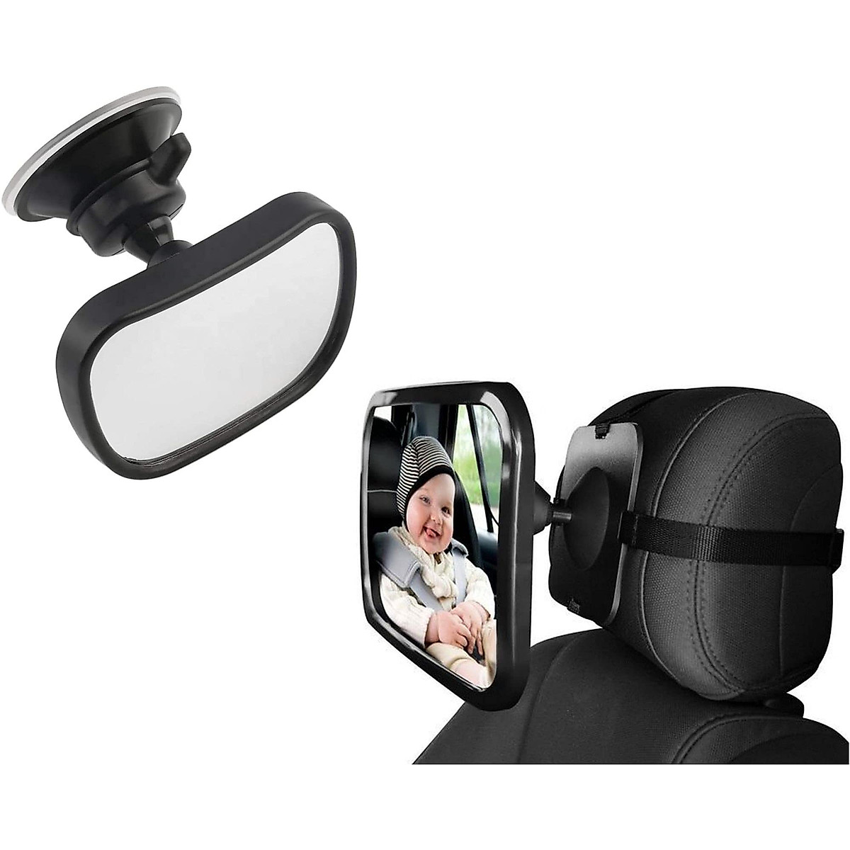 ZogeeZ Baby Car Mirror Set, Rear View & Head Rest Mirrors - Wide View for Better Viability - Shatter Resistant Seat Safety for Infants, Children, or Toddlers