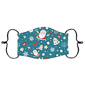 Walsent 5PCS Children Cute Print Washable and Adjustable Face Bandanas for Kids Outdoor Protective Stay Safe Face Bandanas, Christmas Decorations