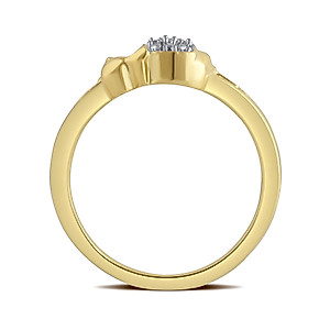 DiamondMuse Elephant Design Crafted Fashion Ring Yellow Gold Plated Prong Set Diamond Accent Jewelry for Women Girls Mom