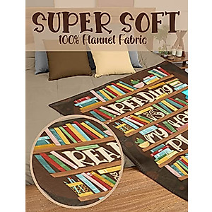 InnoBeta Book Lovers Throw Blanket - Flannel Blankets for Book Club, Librarians, Readers and Literary Lover - Book Lover Gifts on Birthday, Thanksgiving, Christmas - 50" x 65" - (Brown)