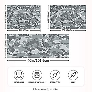 Sharks Camo Pillow Covers Silk Pillowcase for Hair and Skin Soft Breathable Smooth Cooling Satin Pillowcase Standard Size Pillow Case for Bedroom Bed Sleeping (20x26 Inch)