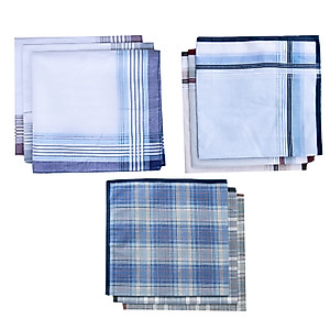 CoCoUSM Assorted Pack of Mens Classic Striped Border Cotton Handkerchiefs White 6PCS