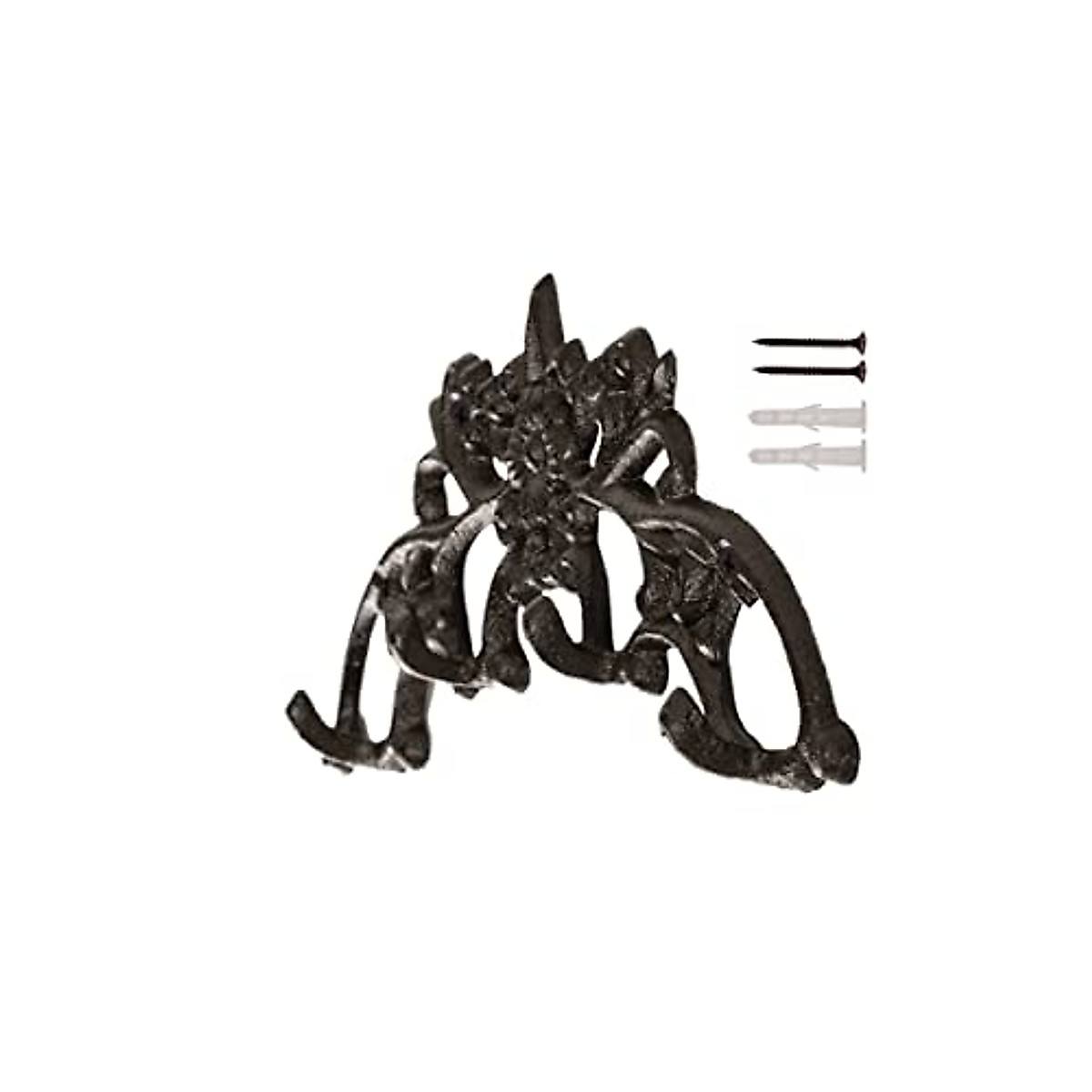 gasare, Decorative Hooks, Key Holder for Wall, Cast Iron Hooks, Wall Mount Screws and Anchors, 12 x 4 ½ Inches, Brown, 1 Unit