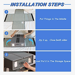 ZDFRBJGㅤㅤㅤㅤ Bed Sheet Organizer and Storage Foldable Oxford For Bed Sheets（King & Queen Size）, Duvet Covers and Pillowcases with Handle and window 4 Pcs(Gray)