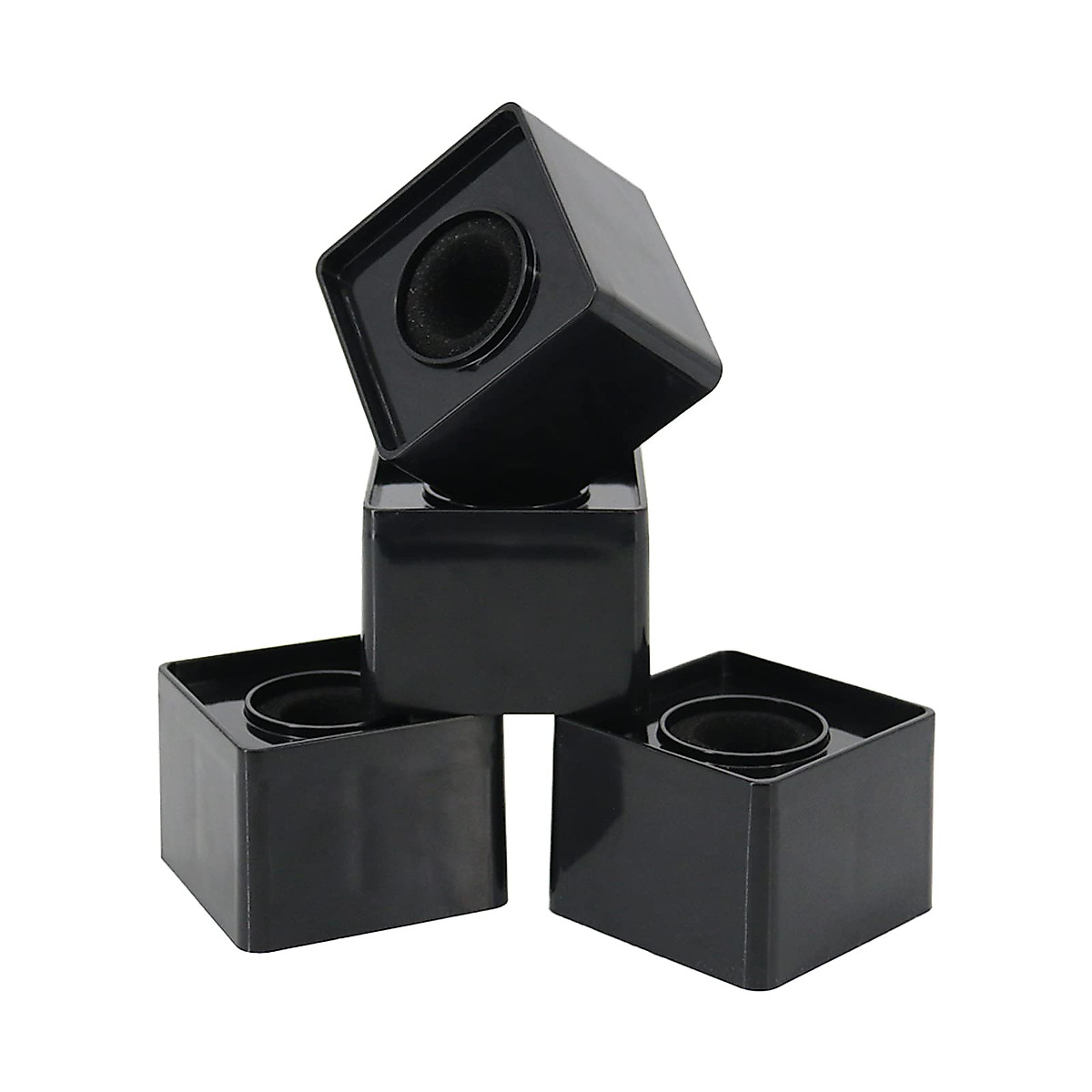 YaeGarden 4-Pack Microphone Flag Station Portable Square Cube Shaped Interview Mic Flag Station Logo Superior ABS Material, Black