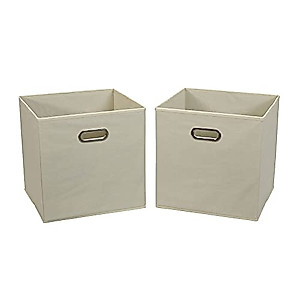Household Essentials, Natural 2 Pack Open Storage Bins with Dual Handles, 13 x 12 x 13