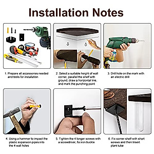 HYPOSFEE Corner Wall Shelf Set of 3, Floating Corner Shelves for Wall, Rustic Wood Wall Storage Display Shelves for Living Room Bedroom Bathroom Kitchen