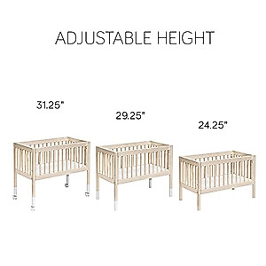 Babyletto Gelato Portable Bassinet in Washed Natural and White, Greenguard Gold Certified