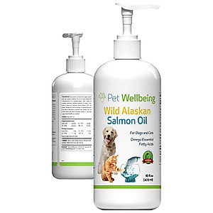 Pet Wellbeing Wild Alaskan Salmon Oil for Dogs & Cats - Daily Omega-3 Fish Oil for Healthy Skin, Coat, Mobility, Joints, Heart Health - EPA, DHA - 16 fl oz (473 ml)