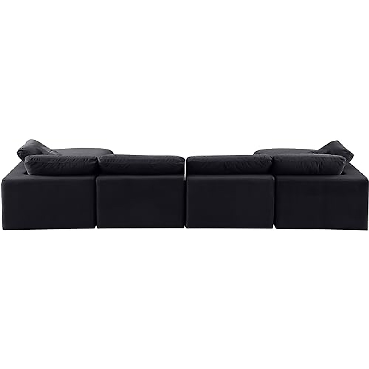 Meridian Furniture 189Black-Sec6B Comfy Collection Modern | Contemporary Upholstered Modular Sectional, Soft Black Velvet, Down Feather Cushions, 158" W x 79" D x 34.5" H, Black