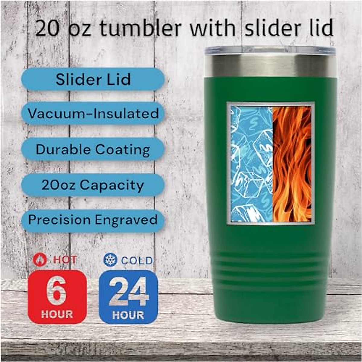ETCHIFIED Personalized 20oz Stainless Steel Tumbler with Slider Lid - Vacuum Insulated Travel Mug, Add a Name - Keeps Hot or Cold for Hours