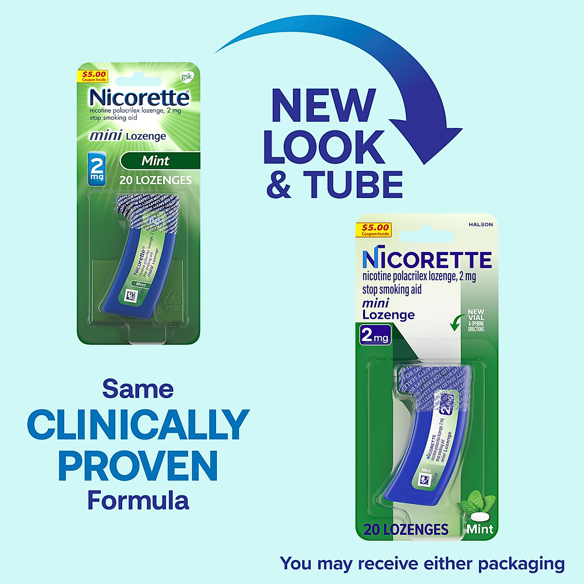 Nicorette 2 mg Mini Nicotine Lozenges to Help Quit Smoking - Mint Flavor Stop Smoking Aid, 20 Count