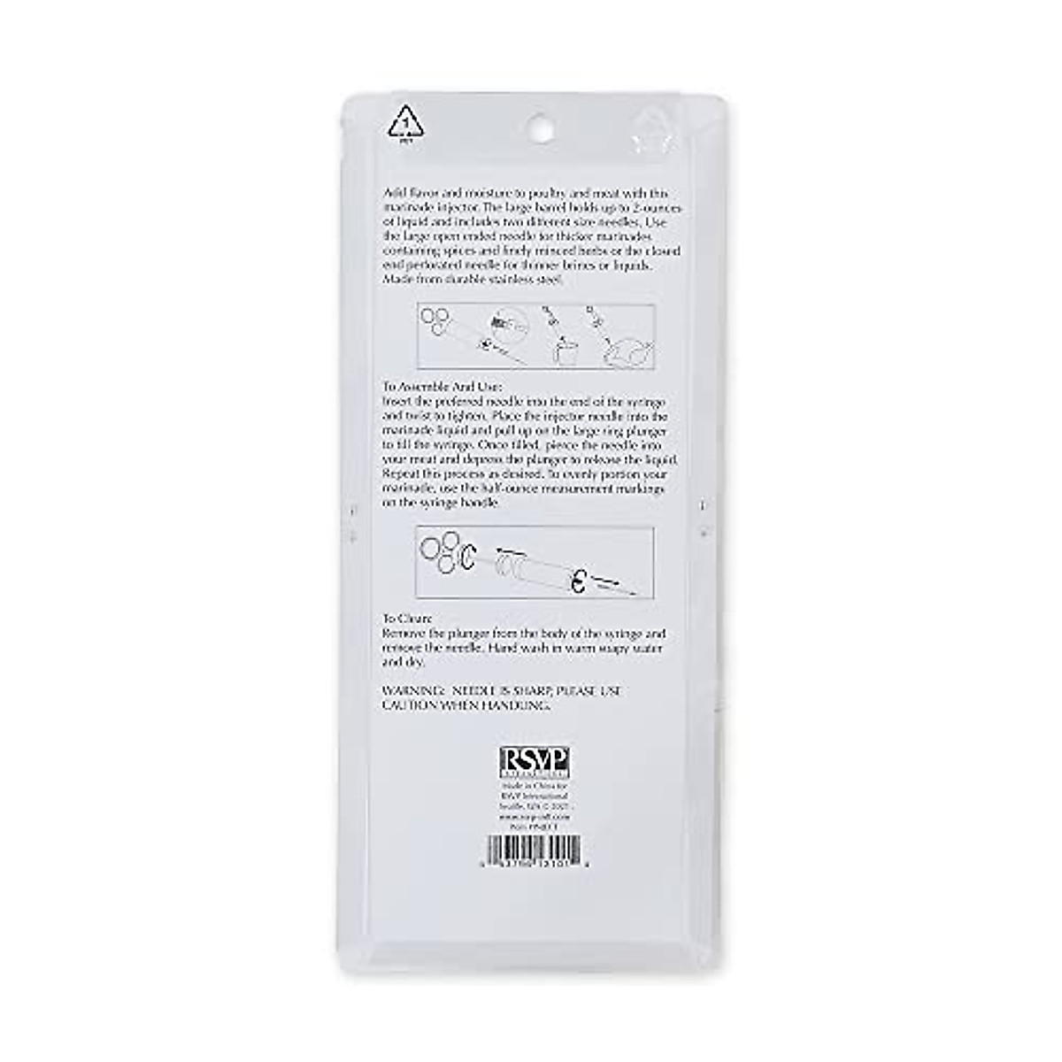 RSVP International Endurance Kitchen Tool Collection Marinade Injector with Interchangeable Needle Tips, 7x3, 2 oz Capacity, Stainless Steel