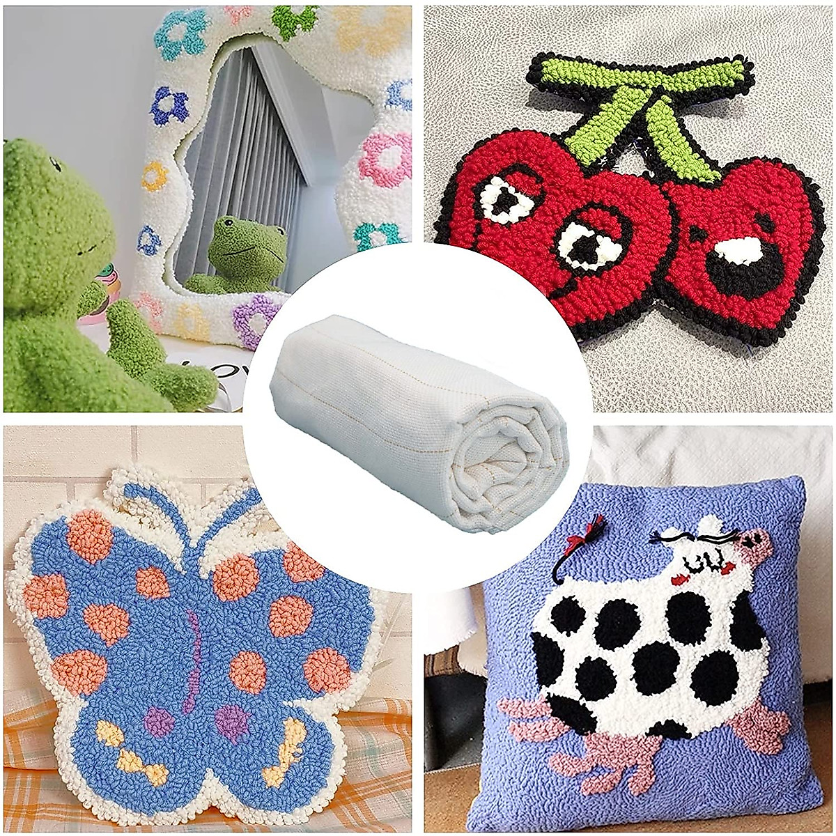 Primary Tufting Cloth with Marked Lines,Rug Backing Fabric,Monks Cloth for Cut/Loop Pile Tufting Gun, Punch Needle (82.7x78.7in)