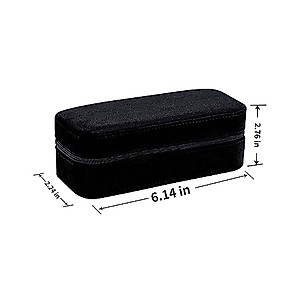 SANQIANWAN Plush Velvet Travel Jewelry Box Organizer for Women Luxury Fluffy Pleuche Portable Small Mini Grils Jewelry Case for Earings Rings Storage Holder (Black)