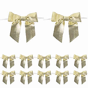 AIMUDI Silver Bows for Christmas Tree 3 Inch Small Silver Bows for Gift Wrapping Silver Twist Tie Bows for Treat Bags Premade Metallic Bows for Crafts, Wreaths, Party Favors, Goodie Bags - 24 PCs