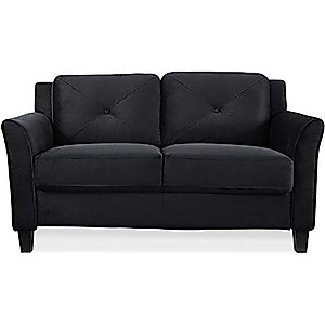 BOWERY HILL Microfiber Loveseat Couch in Black