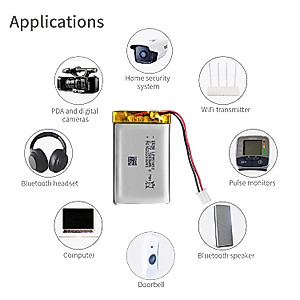 EEMB Lithium Polymer Battery 3.7V 1800mAh 963450 Lipo Rechargeable Battery Pack with Wire JST Connector for Speaker and Wireless Device- Confirm Device & Connector Polarity Before Purchase(1)