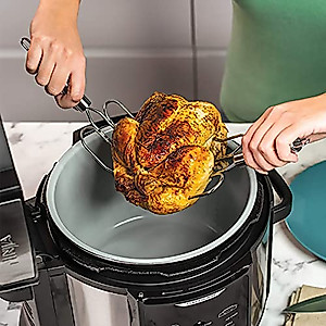 Goeielewe 2-Pack Stainless Steel Turkey Lifter Multi-end Turkey Fork Pork Steak Grill Fork BBQ Hot Dog Roasting Sticks Camping Needle Skewers Thanksgiving