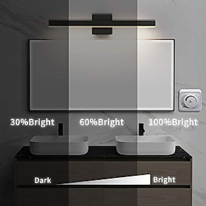 Joossnwell LED Bathroom Vanity Light Fixtures Dimmable 24" Inch Modern Matte Black Bath Vanity Lights for Mirror Lighting Wall Mount Sconces Lamps 16W 3000K Warm White