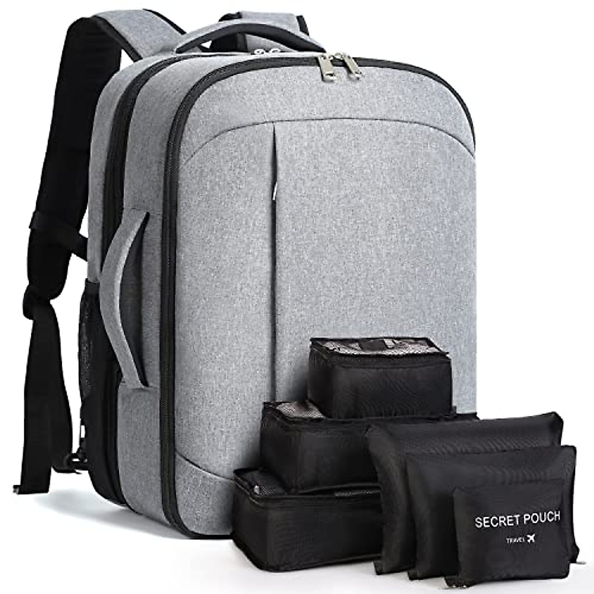 Conworld Travel Backpack 2 in 1, 40L Travel Backpack for Men Women, Flight Approved Combination Carry on Backpack Lightweight Business Weekender Bag Overnight Backpack With 6 Storage Bags, Grey