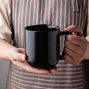 GBHOME 16oz Coffee Mugs Set of 6, Ceramic Coffee Mugs with Large Handle & Wavy Rim for Latte/Hot Cocoa, Modern Coffee Mugs for Home&Office. Dishwasher&Microwave Safe, Matte White