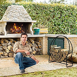 Casart Firewood Log Rack Hoop Tubular Steel Wood Storage Holder for Indoor & Outdoor (40 Inch)
