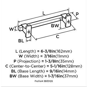 Amerock | Cabinet Pull | Matte Gold | 5-1/16 inch (128 mm) Center-to-Center | Rockwell | 1 Pack | Drawer Pull | Drawer Handle | Cabinet Hardware
