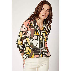 Blouses for Women Fashion 2021, Trendy Casual Button Down Shirts Tops, XS-3XL (Khaki Green, X-Small)